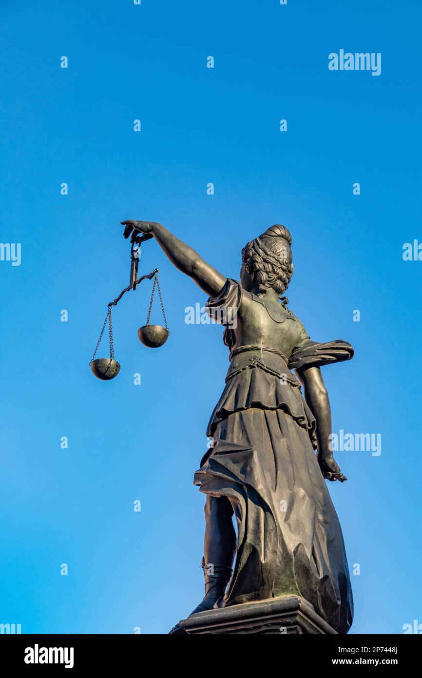 Frankfurt, Germany - February 28, 2023: Statue of Lady Justice ...