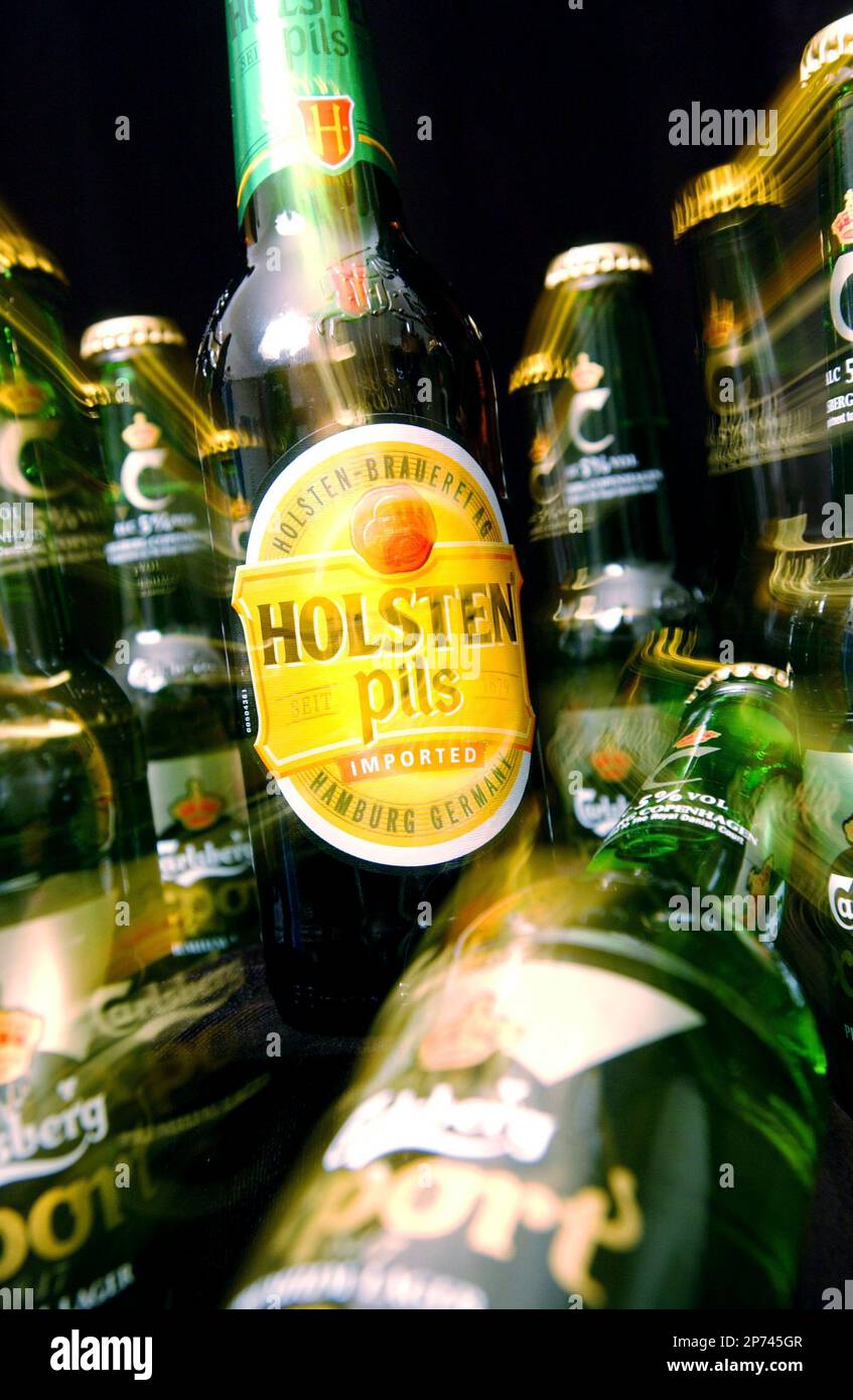 Pictured: A bottle of Holsten Pils, lager; a Carlsberg brand. (Newscast ...