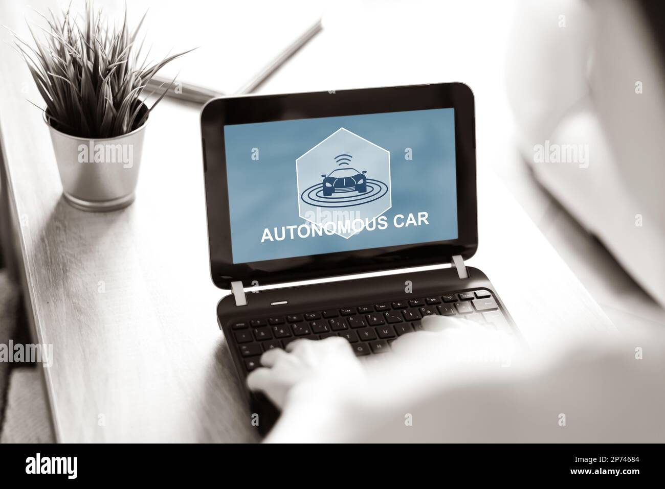 Laptop screen displaying an autonomous car concept Stock Photo - Alamy