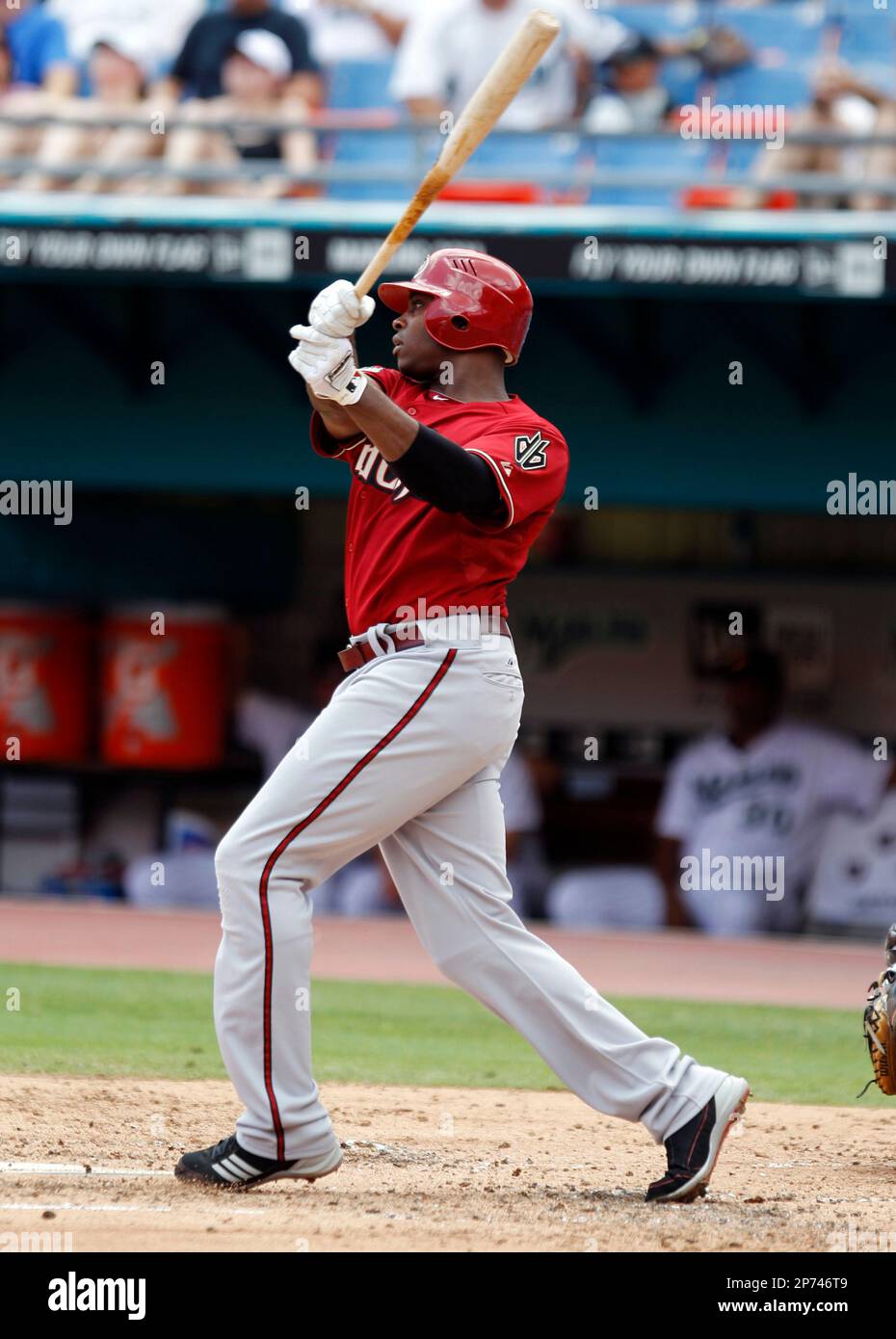 Arizona Diamondbacks Justin Upton in a game against the Florida Marlins ...