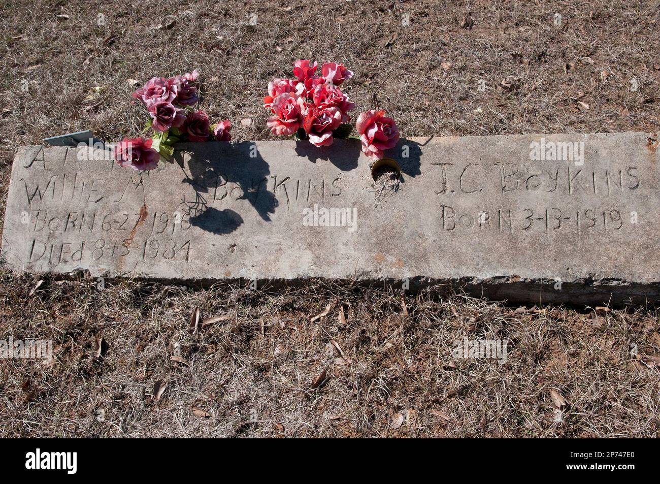 A graveyard stone for the Boynkin family at the Rock Hill cemetery, a ...
