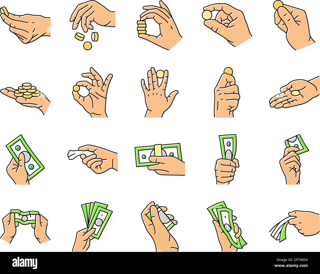 money cash payment dollar finance icons set vector Stock Vector Image ...