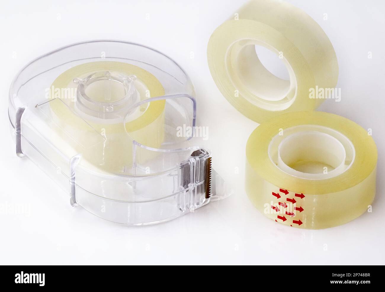 Roll of transparent adhesive tape on white background Stock Photo - Alamy