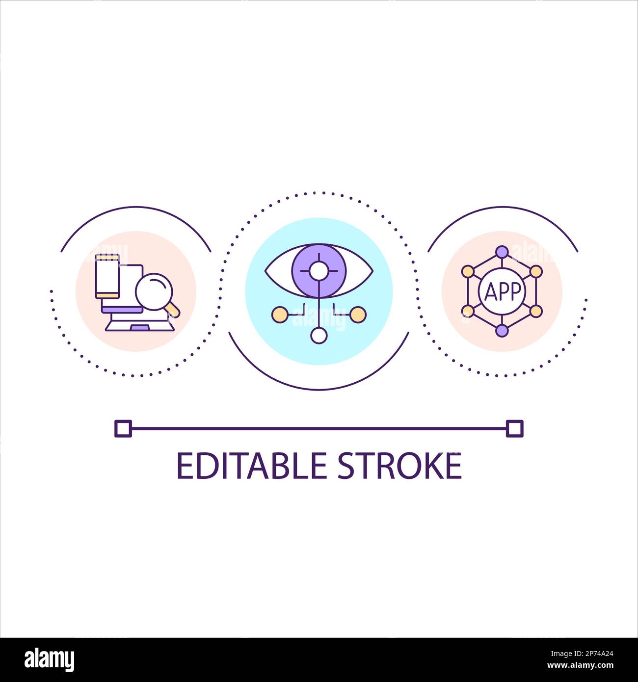Control of devices connected to network loop concept icon Stock Vector ...