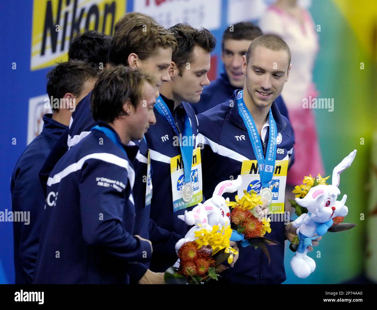 Jul 29, 2011; Shanghai, CHINA; Fabien Gilot, Yannick Agnel, Gregory ...