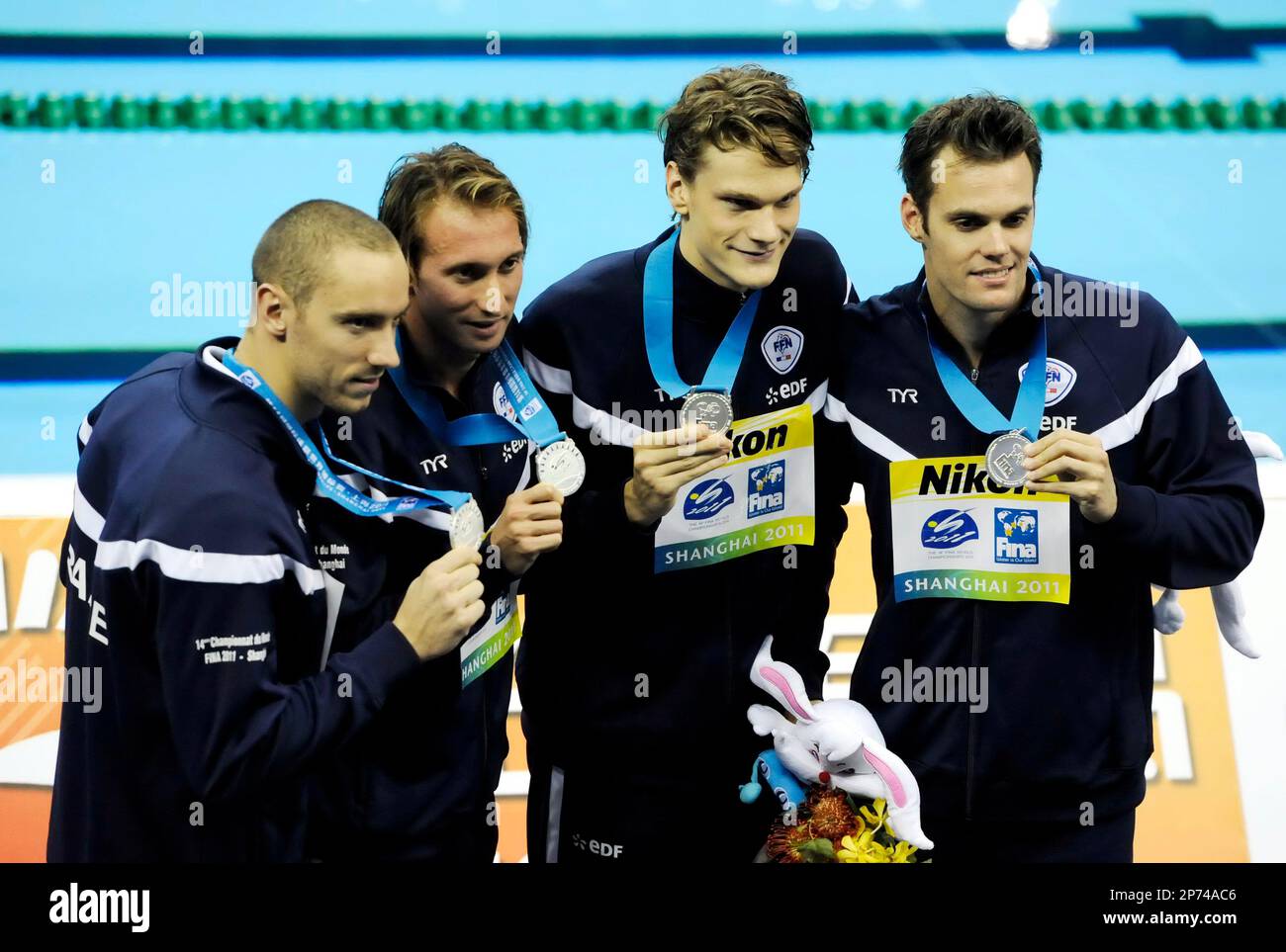 Jul 29, 2011; Shanghai, CHINA; Fabien Gilot, Yannick Agnel, Gregory ...