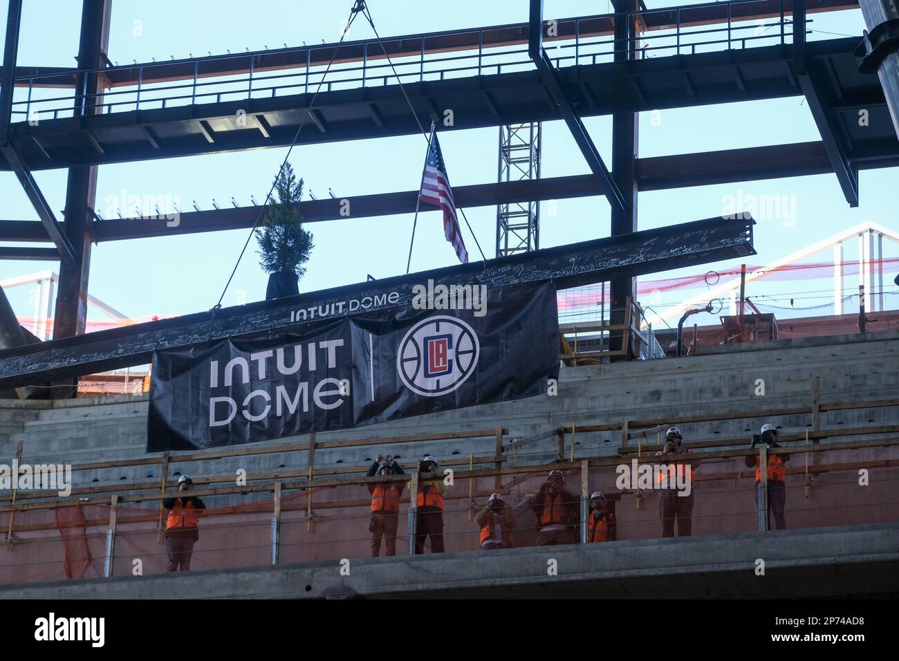 Los Angeles, United States. 07th Mar, 2023. The final steel beam raised ...
