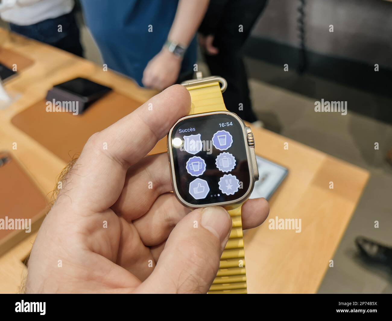 Paris, France - Sep 23, 2022: Apple Store first day of sale for new ...