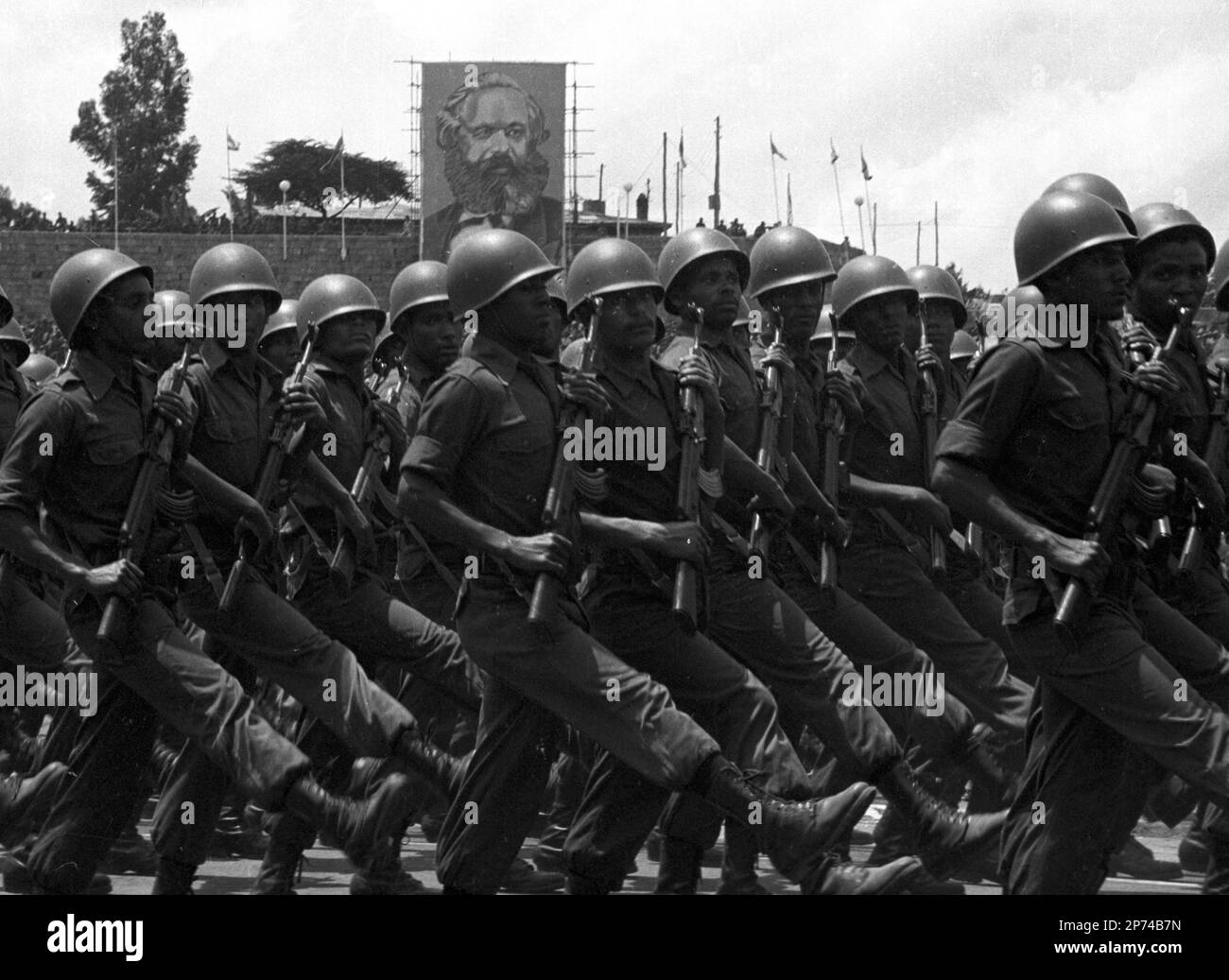 Soldiers march in a parade commemorating the fourth anniversary of the ...