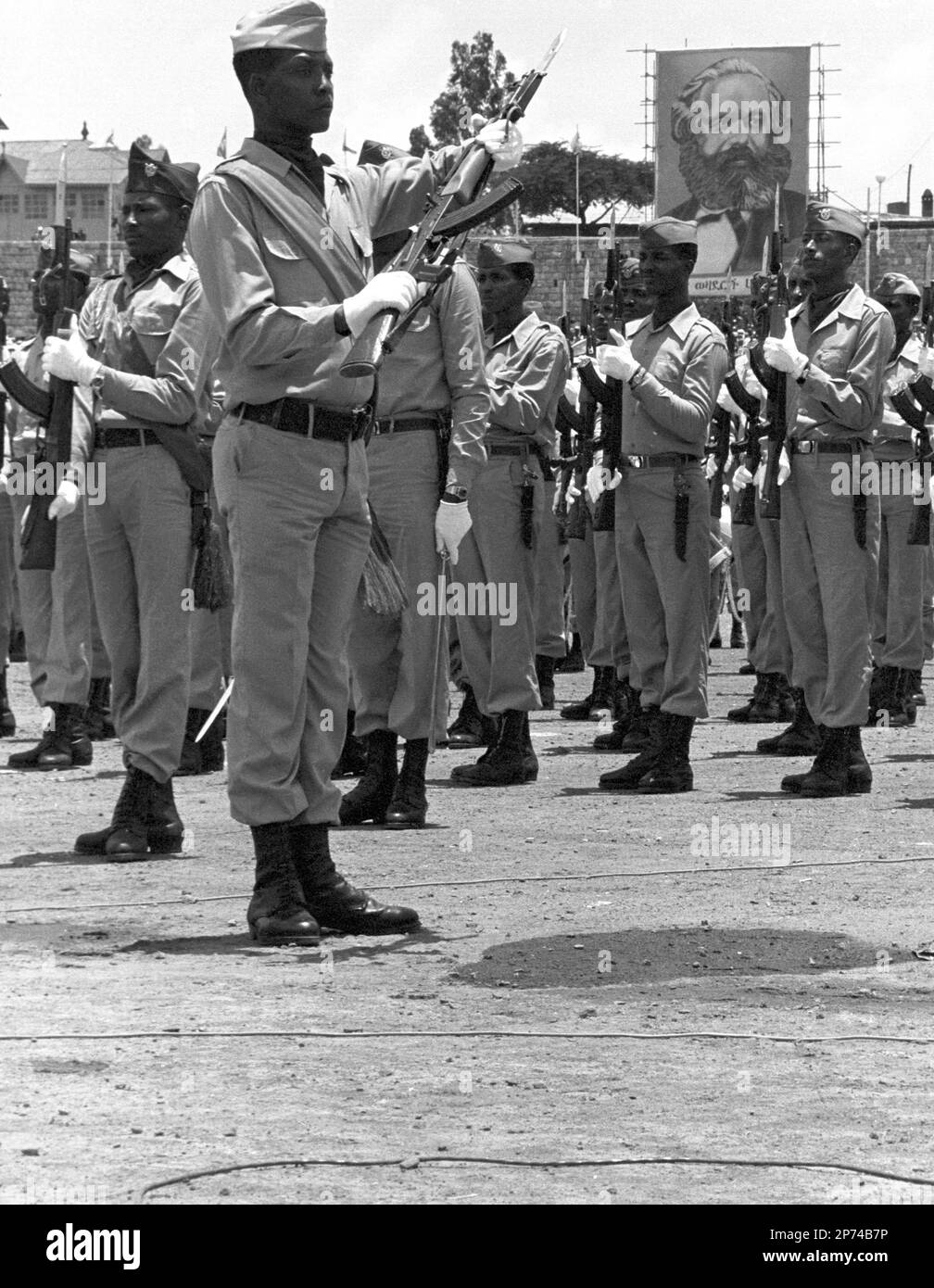 Soldiers march in a parade commemorating the fourth anniversary of the ...