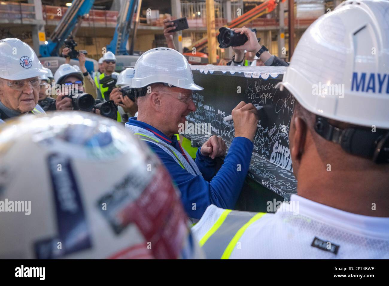 Los Angeles Clippers owner Steve Ballmer signs his name on the final ...