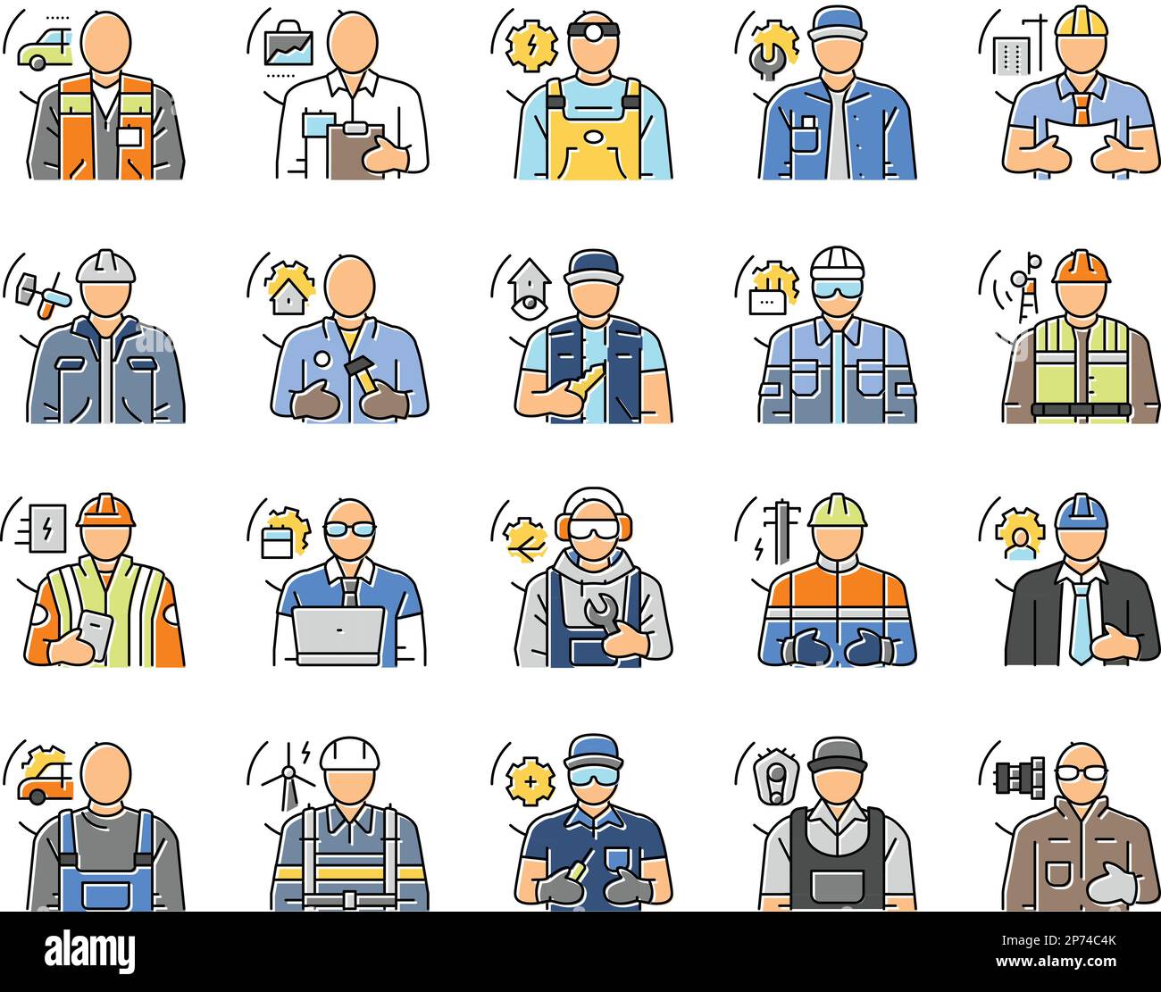 repair worker engineer man icons set vector Stock Vector Image & Art - Alamy