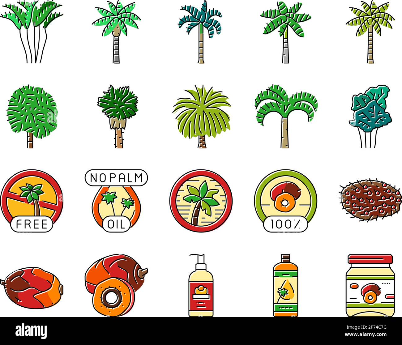 palm oil tree leaf plant icons set vector Stock Vector Image & Art - Alamy