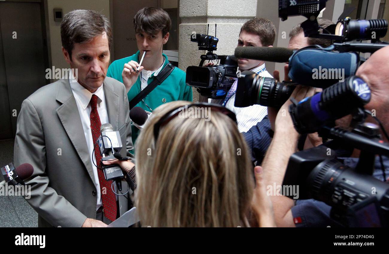 Wake County District Attorney Colin Willoughby makes a statement to the ...
