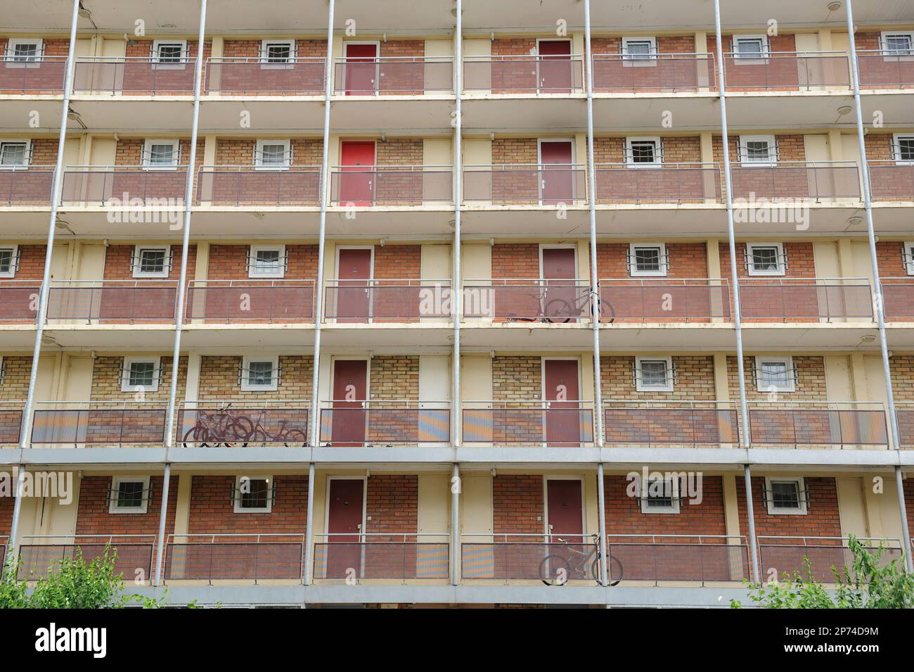 Low angle view of HLM habitation a loyer modere low-income housing ...