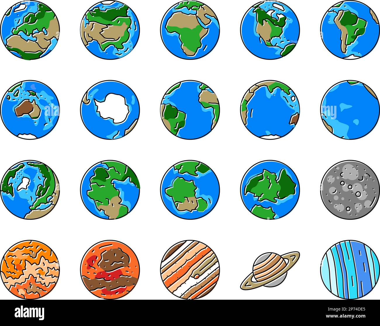 earth world planet globe map icons set vector Stock Vector Image & Art ...