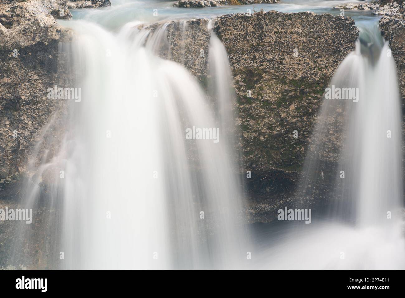 Spring Niagara waterfall in Montenegro with fast water stream, long ...