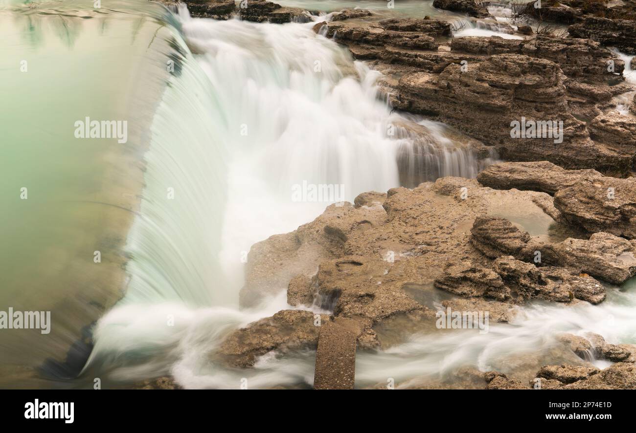 Spring Niagara waterfall in Montenegro with fast water stream, long ...