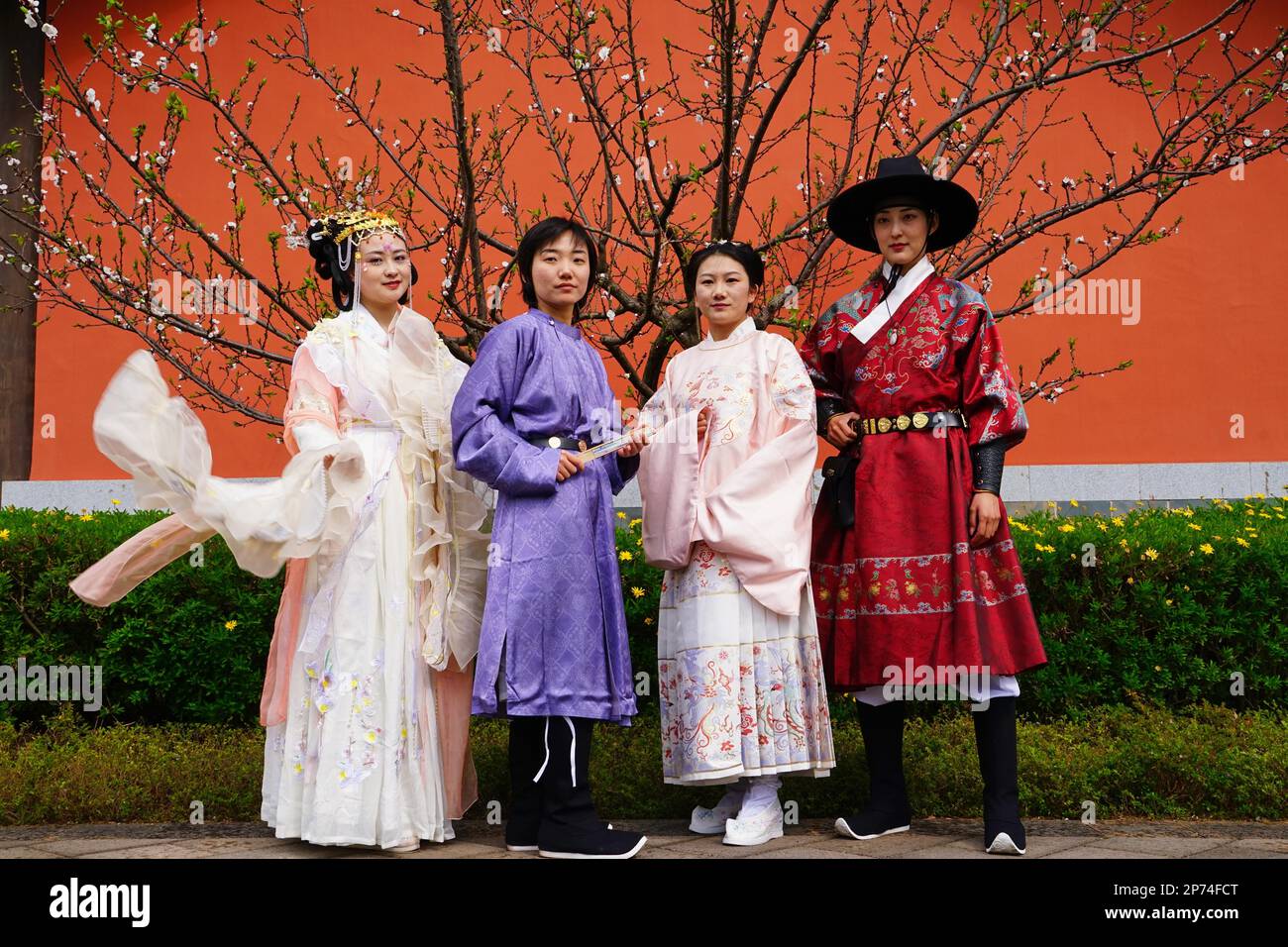 People wear hanfu at the 8th Flower Festival in Kunming City, southwest ...