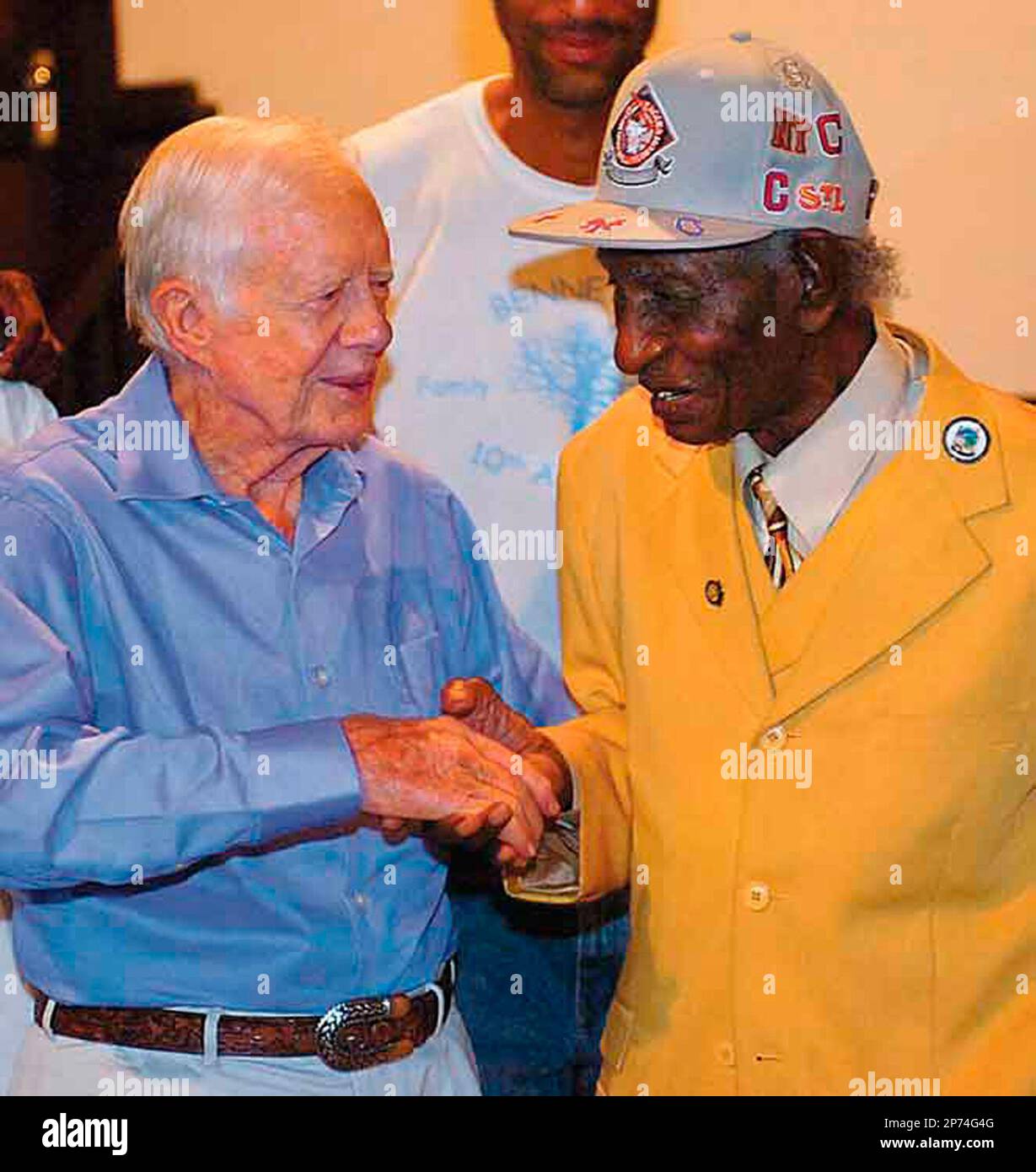 Former President Jimmy Carter, left, talks to former Negro League ...