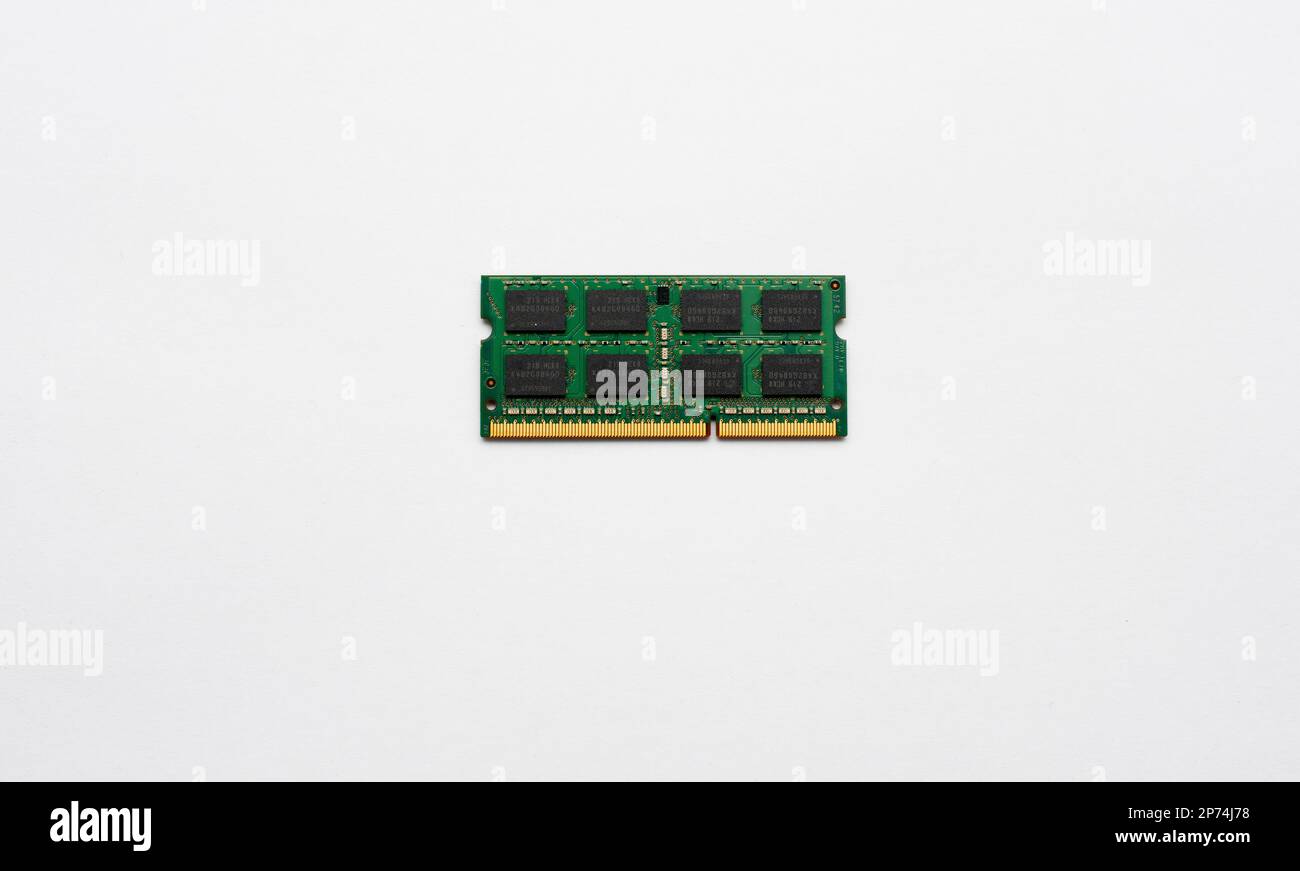 Memory chip for laptop computer on white background Stock Photo - Alamy