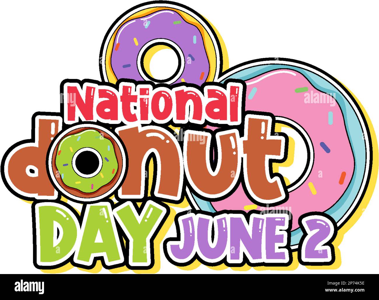 Happy doughnut day in June logo illustration Stock Vector Image & Art ...