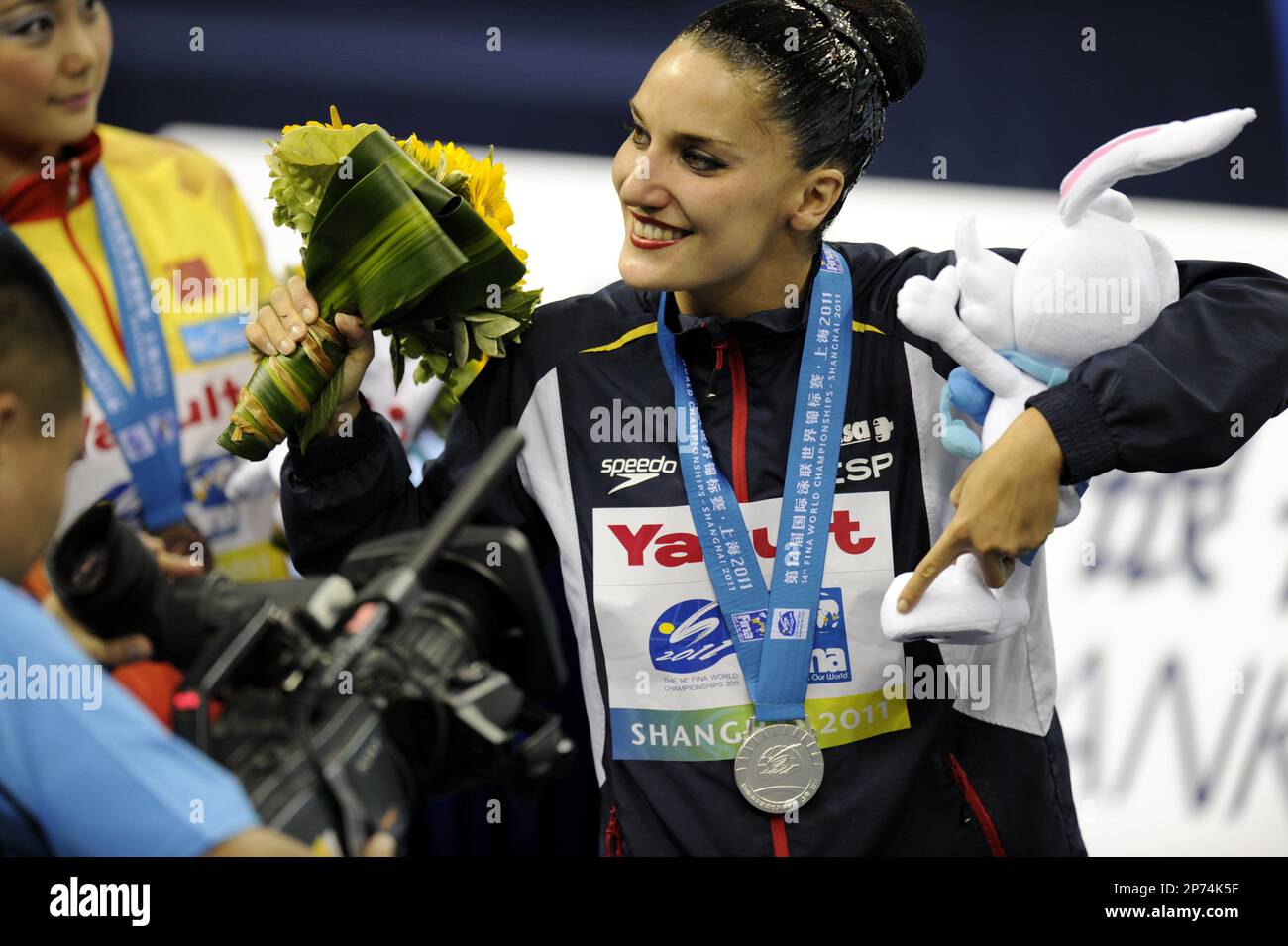 Jul 20, 2011; Shanghai, CHINA; Silver medalist Andrea Fuentes of Spain ...