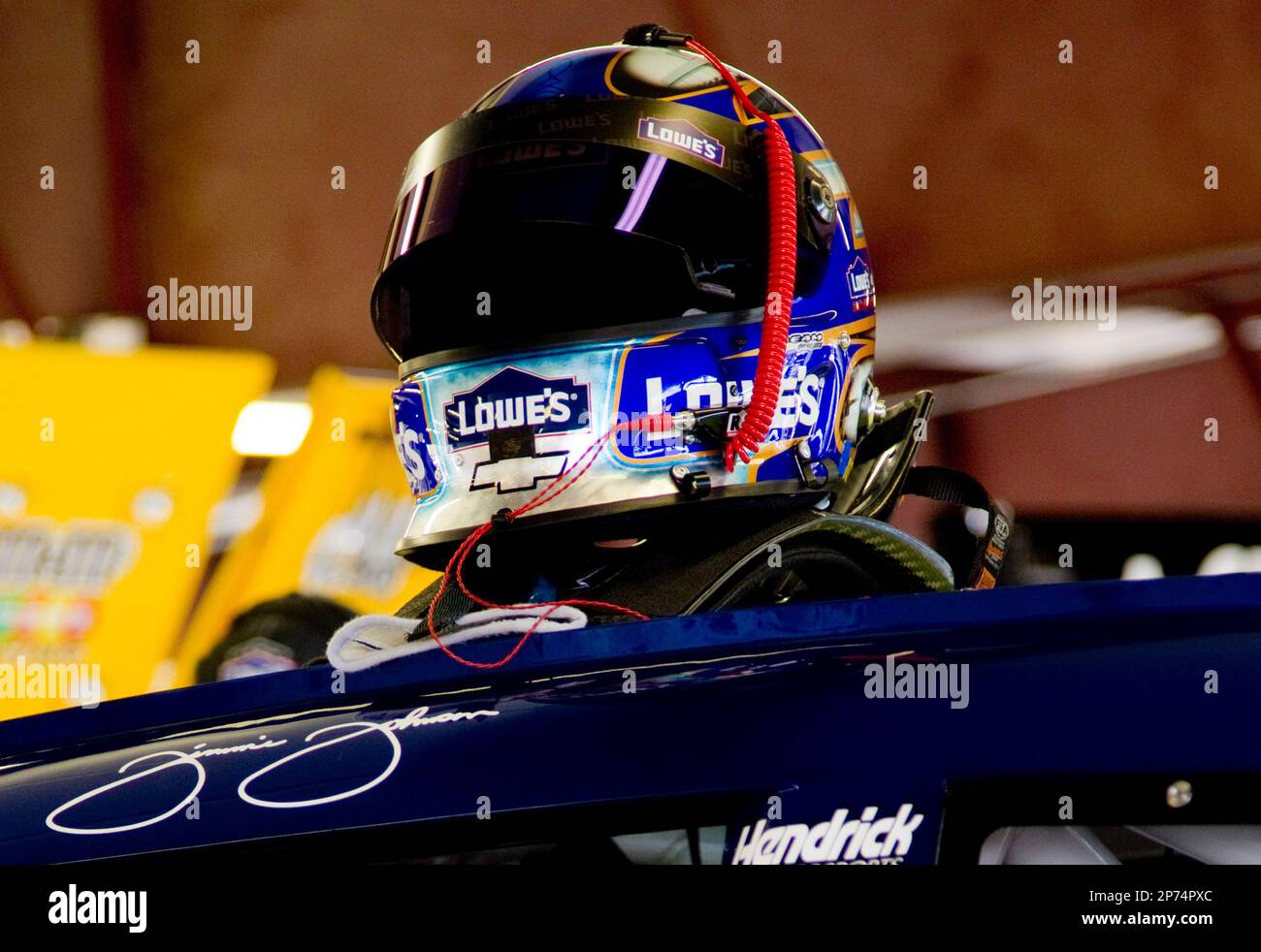LOUDON, NH - JUL 16, 2011: Jimmie Johnson (48) comes into the garage ...
