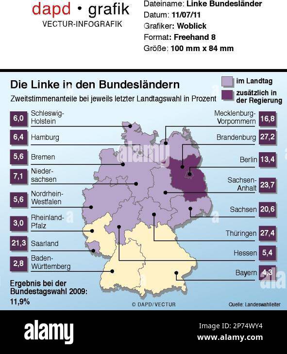 GRA103 GRAFIK LINKE BUNDESLAENDER - Deutschlandkarte mit Bundeslaendern ...