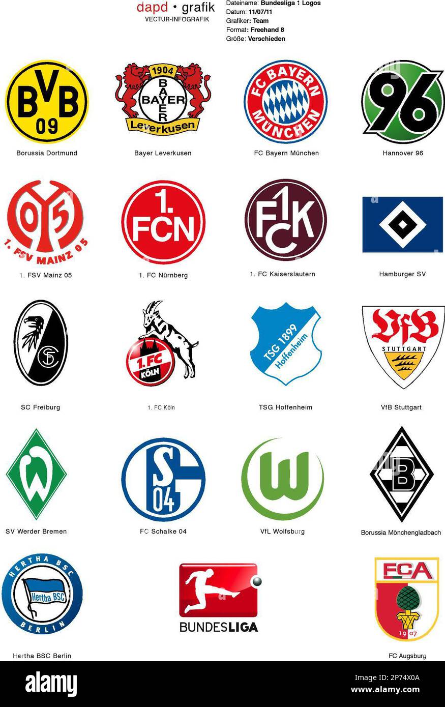 GRA107 GRAFIK BUNDESLIGA 1 LOGOS - Zeichnungen der aktuellen ...