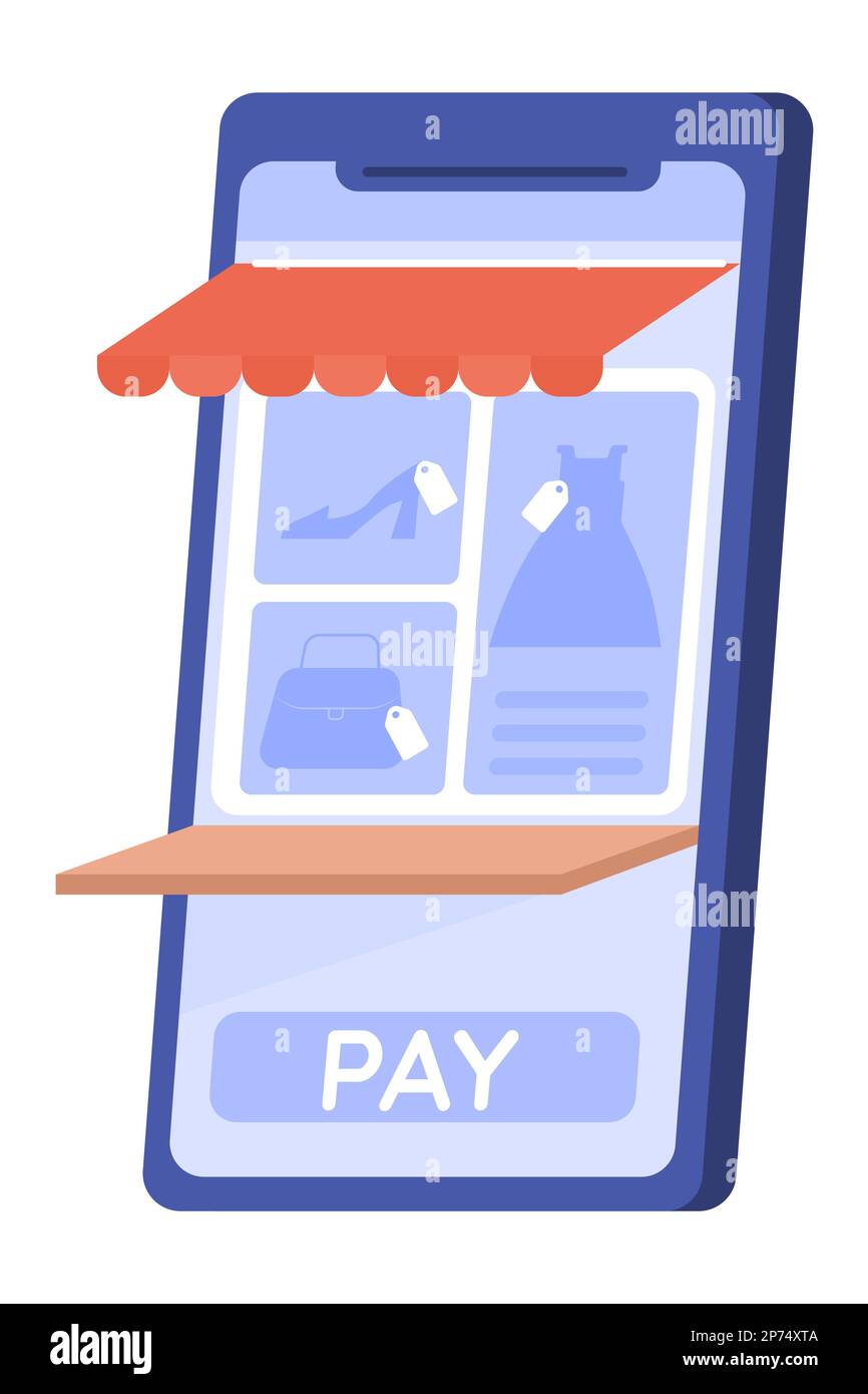 Mobile ecommerce platform for clothes selling flat concept vector spot illustration Stock Vector ...