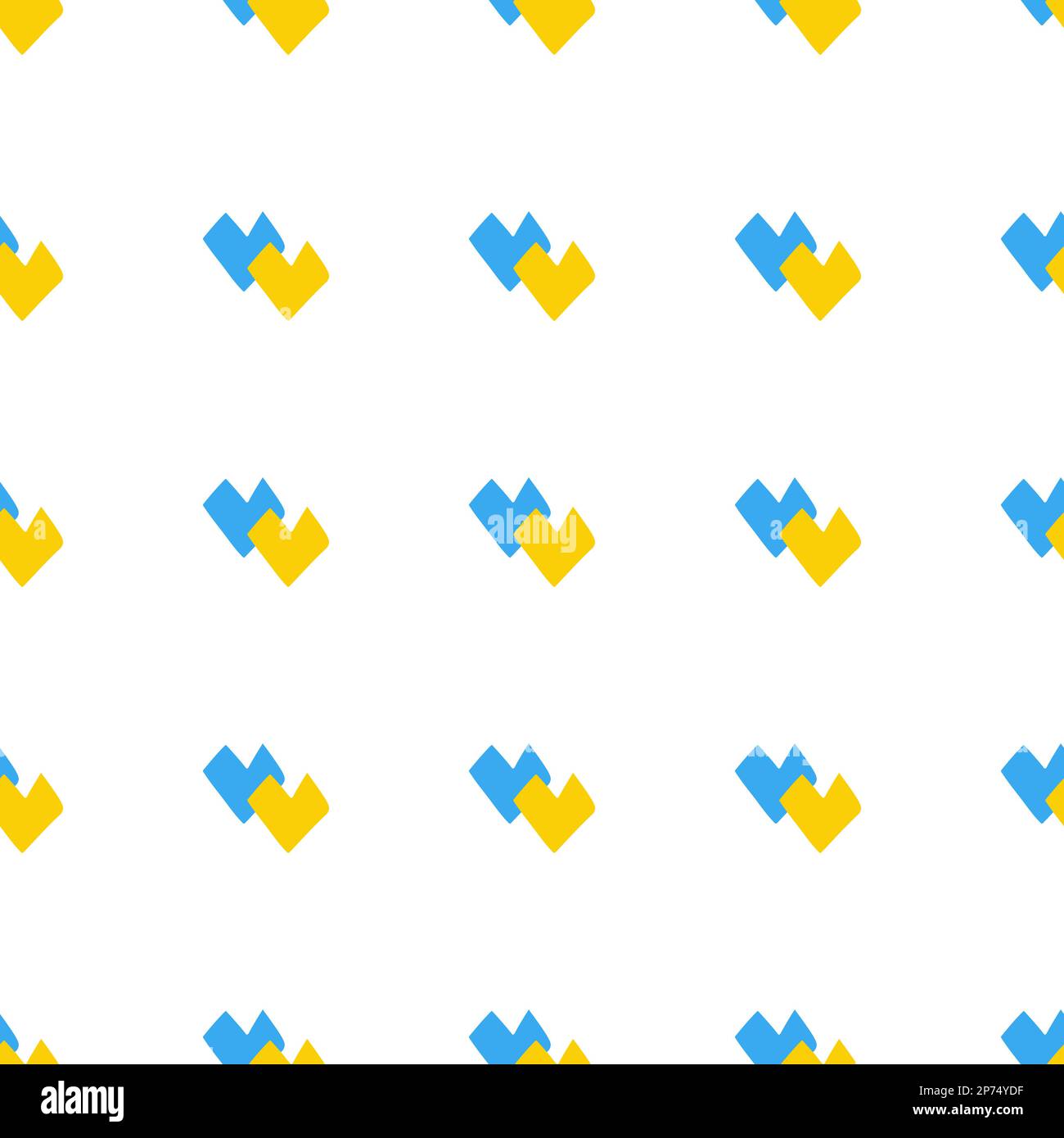 Seamless pattern with shape hearts Ukraine national blue and yellow ...