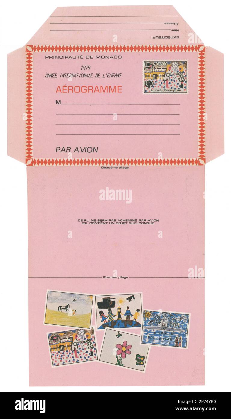 Monaco 1979, Aerogram of Monaco International Year of the Child. Colour ...