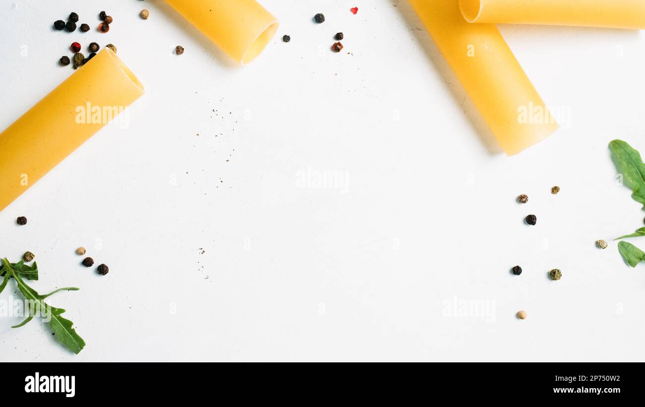 negative space macaroni food white background Stock Photo - Alamy