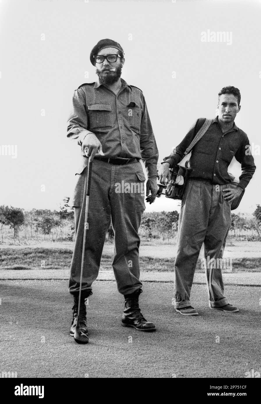 Cuban leader Fidel Castro stands on the green of the Colinas Villareal ...