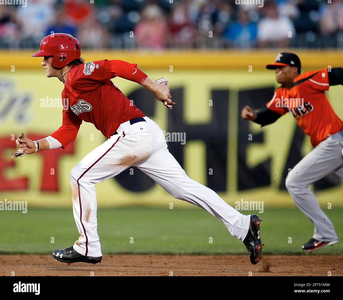 Harrisburg's Bryce Harper, takes off for third base against Erie during ...