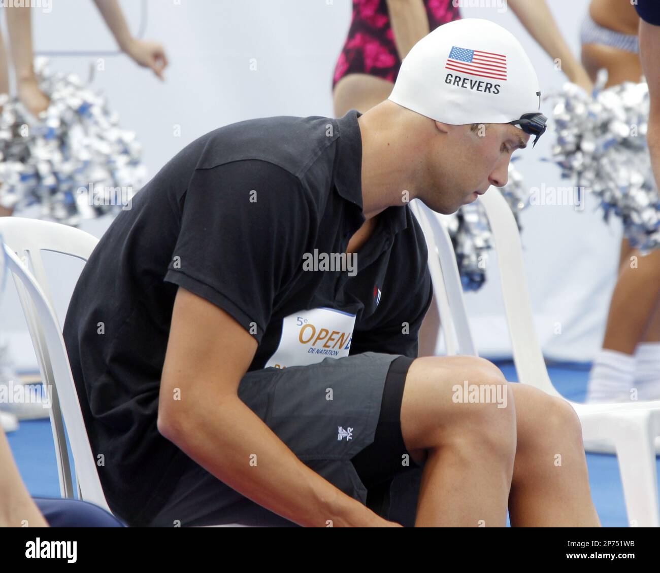 Matthew Grevers, of the USA, prepares for the start of the mens 100 ...