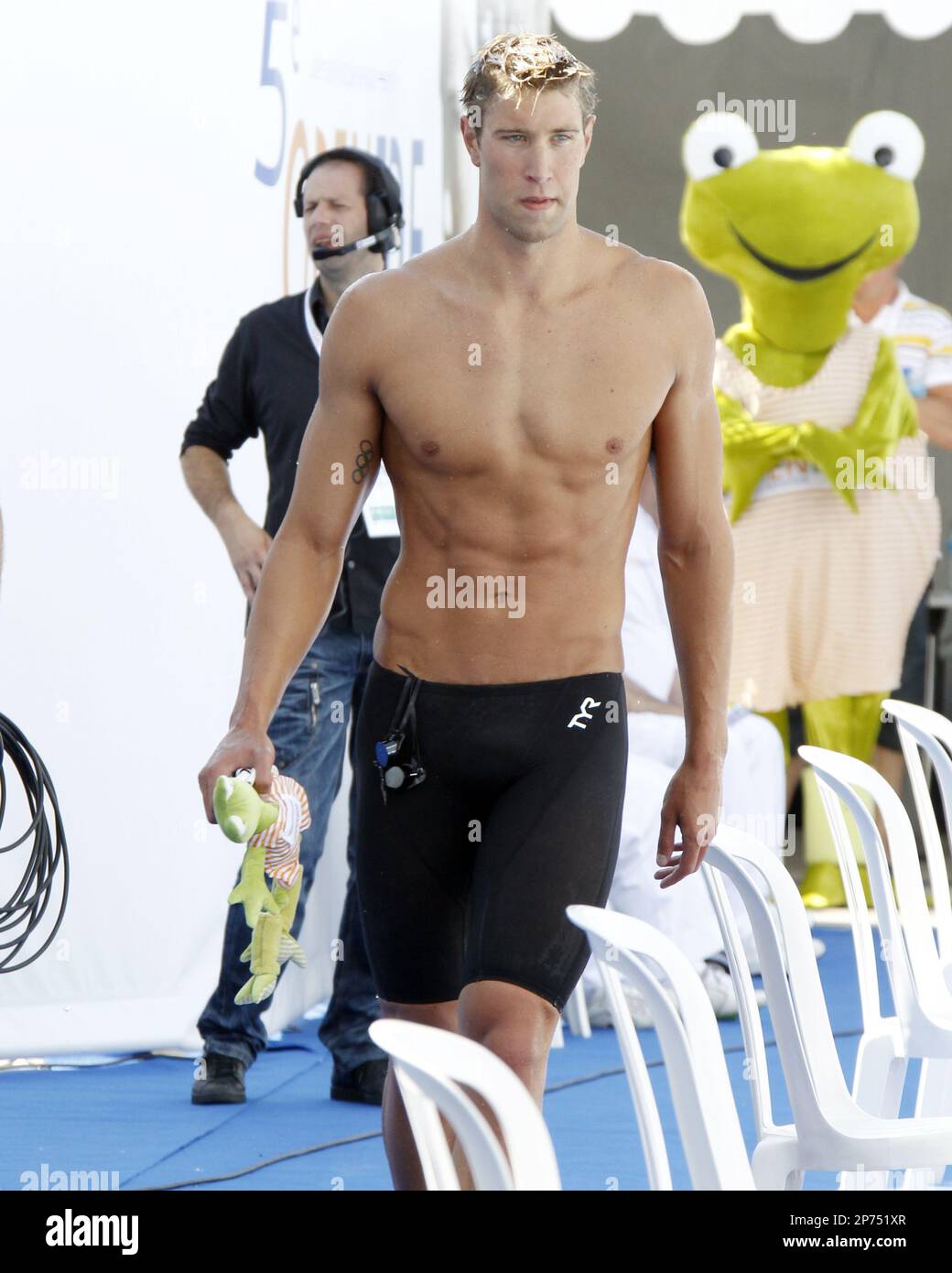 Matthew Grevers, of the USA, after winning the mens 100 meter ...