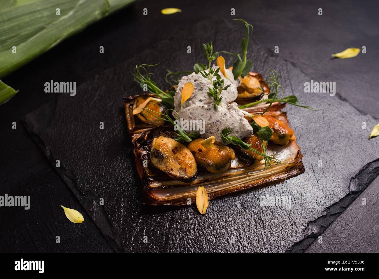 pate restaurant gourmet food on dark background Stock Photo - Alamy