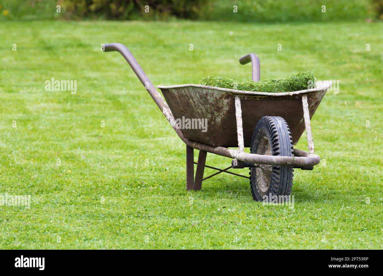 Lawn clippings wheelbarrow hi-res stock photography and images - Alamy