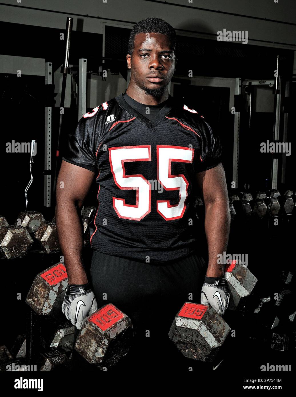 May 19, 2011 Corona, CA.Defensive End Milo Jordan #55 of Corona ...
