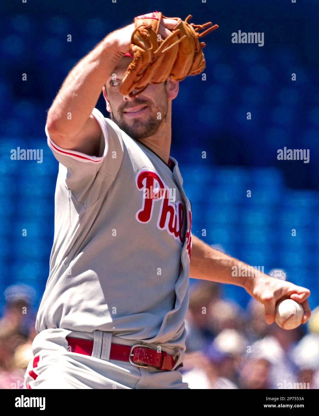Philadelphia Phillies pitcher Cliff Lee works against the Toronto Blue ...