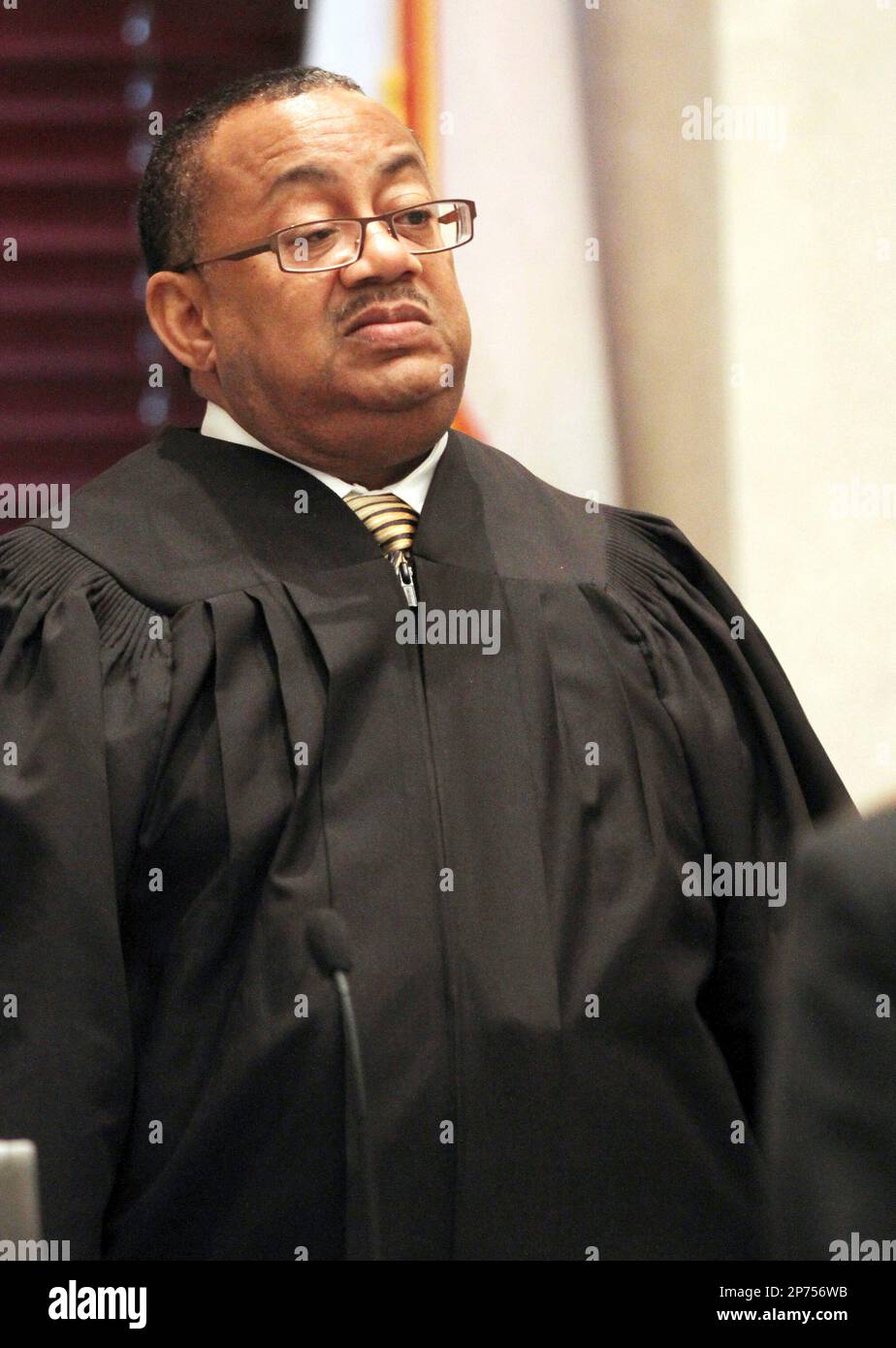 Judge Belvin Perry looks on during the last day of testimony in the ...