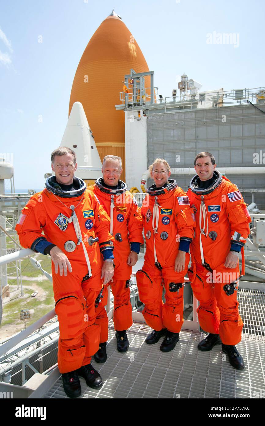 The crew of STS-135, from left commander Chris Ferguson, pilot Doug ...