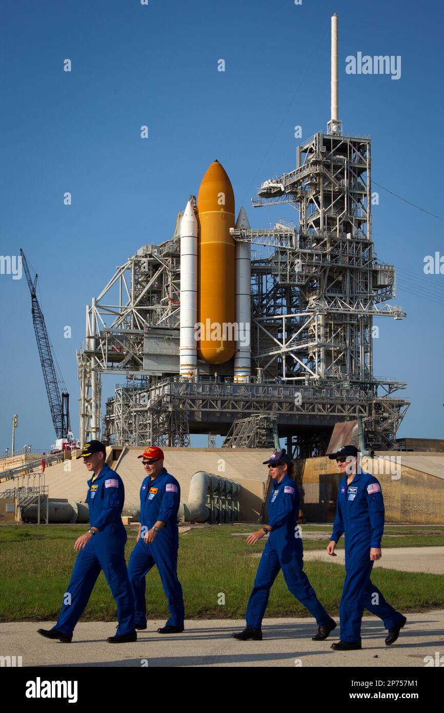 The crew of STS-135, from left commander Chris Ferguson, pilot Doug ...