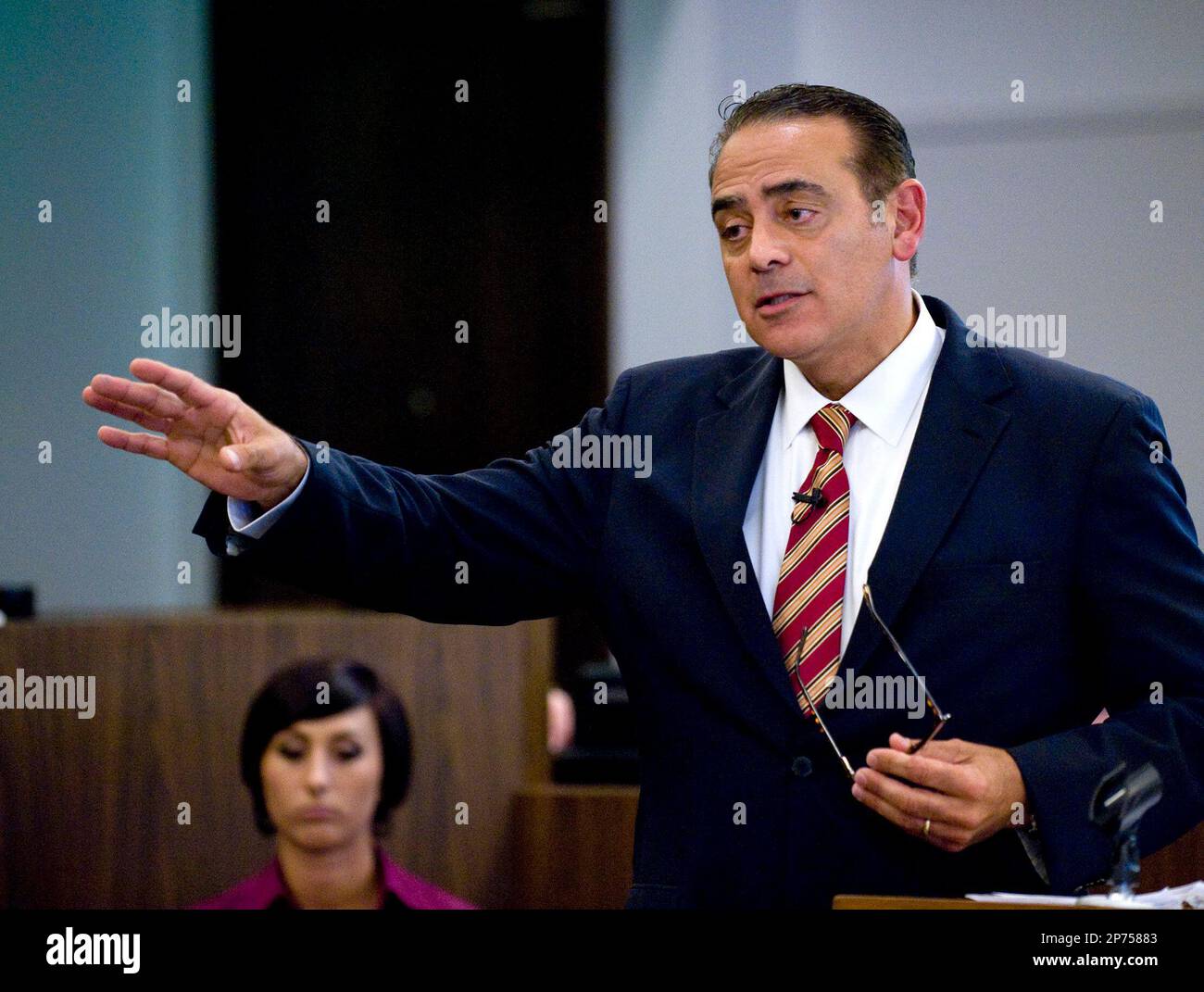 Defense attorney Angelo MacDonald delivers his opening statements ...