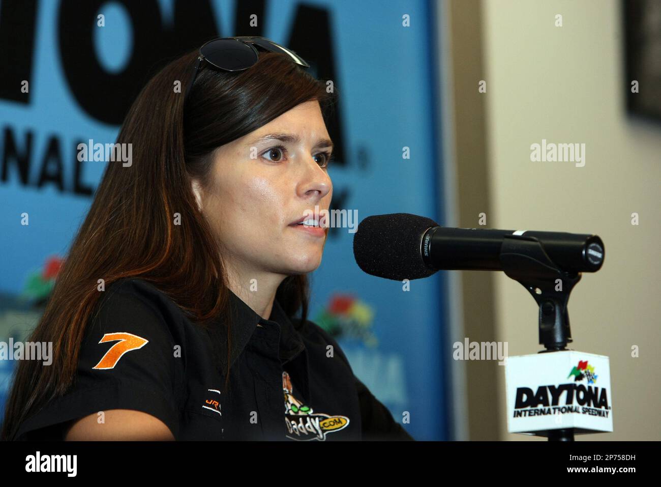 NASCAR Nationwide driver Danica Patrick answers questions during a news ...