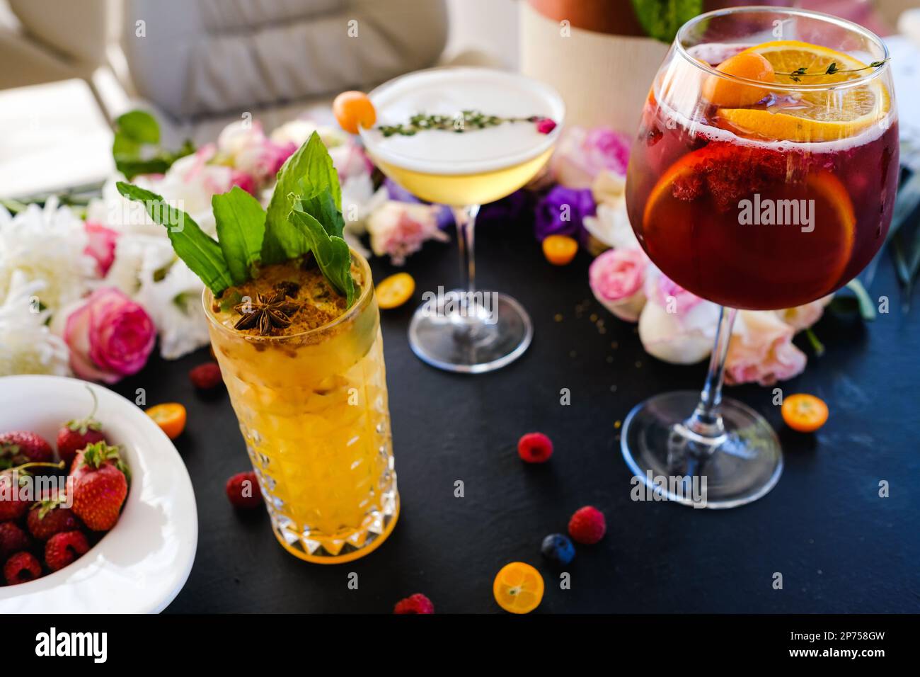 party alcoholic cocktails assortment Stock Photo - Alamy