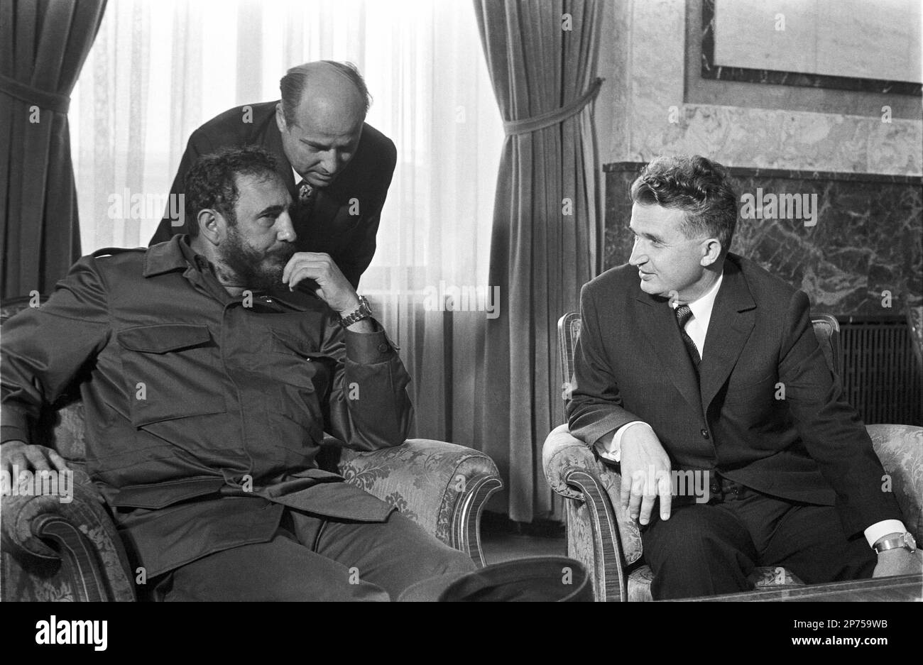 Romanian President Nicolae Ceausescu, right, and Cuban leader Fidel ...