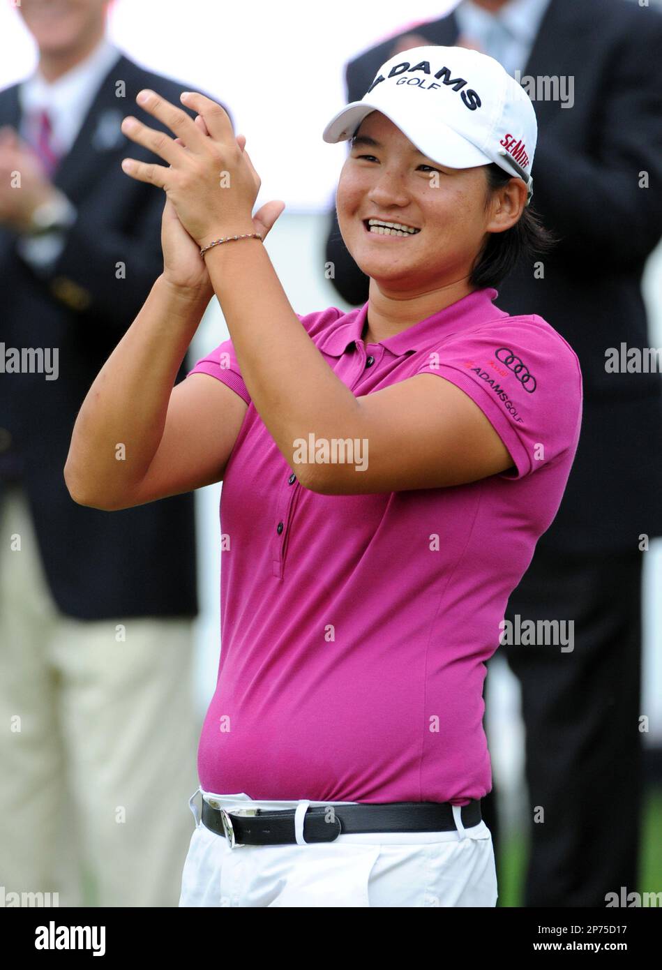 Tseng Yani of Taiwan celebrates her winning cup of the LPGA ...